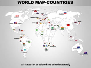 World editable continent map with countries | PPTX