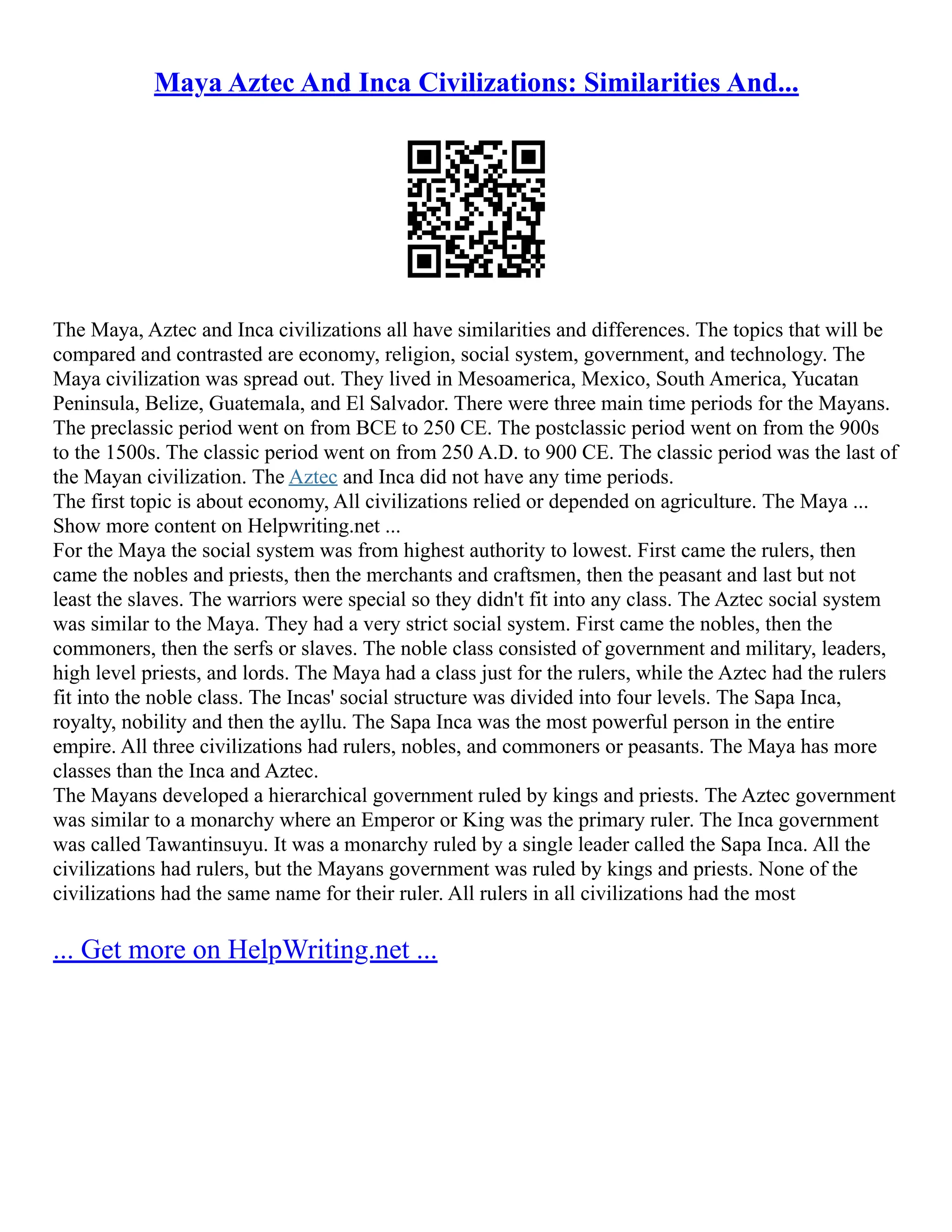 World, Education, And Characteristics Of The Aztecs | PDF