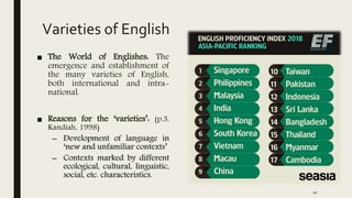 World Englishes and Varieties of English | PPTX
