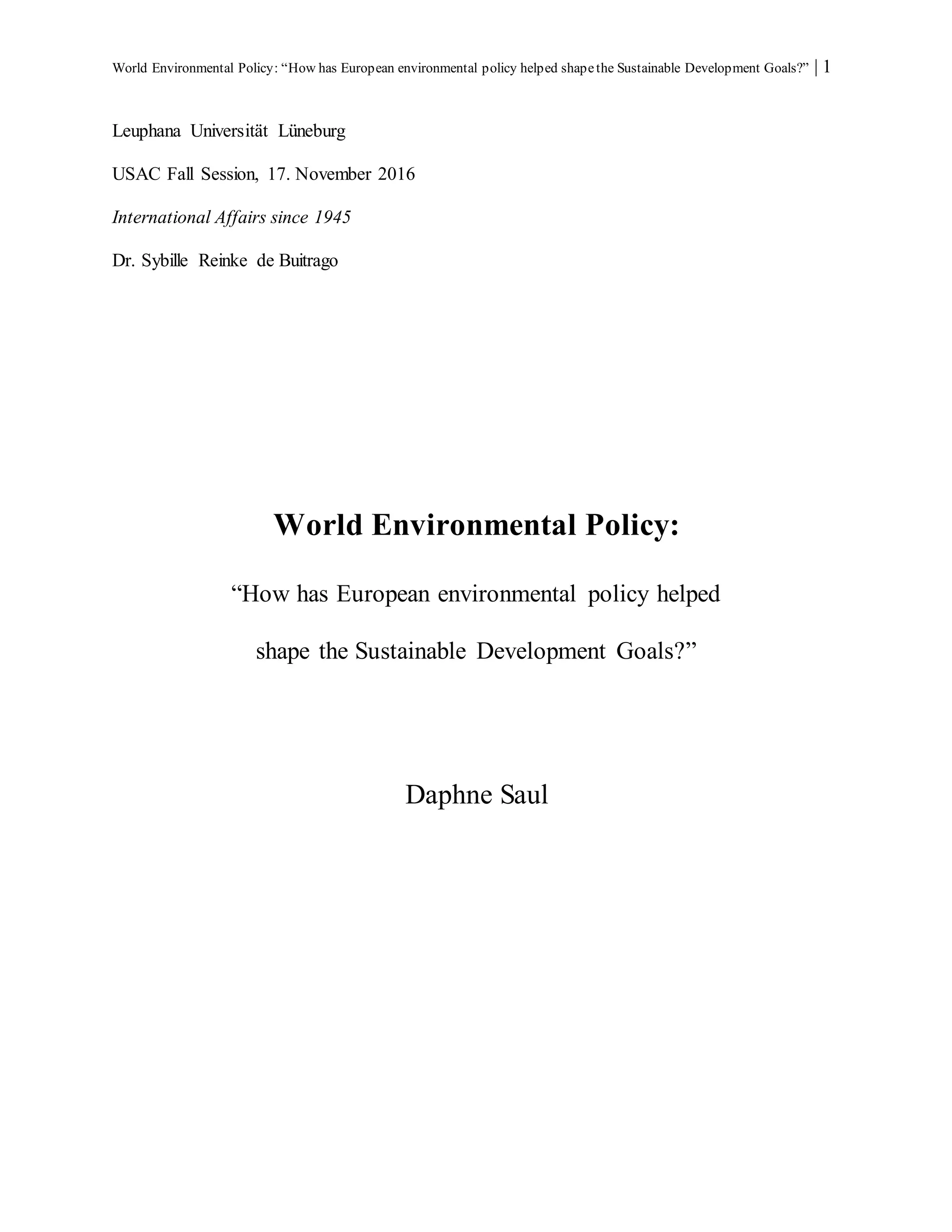 World environmental policy | PDF