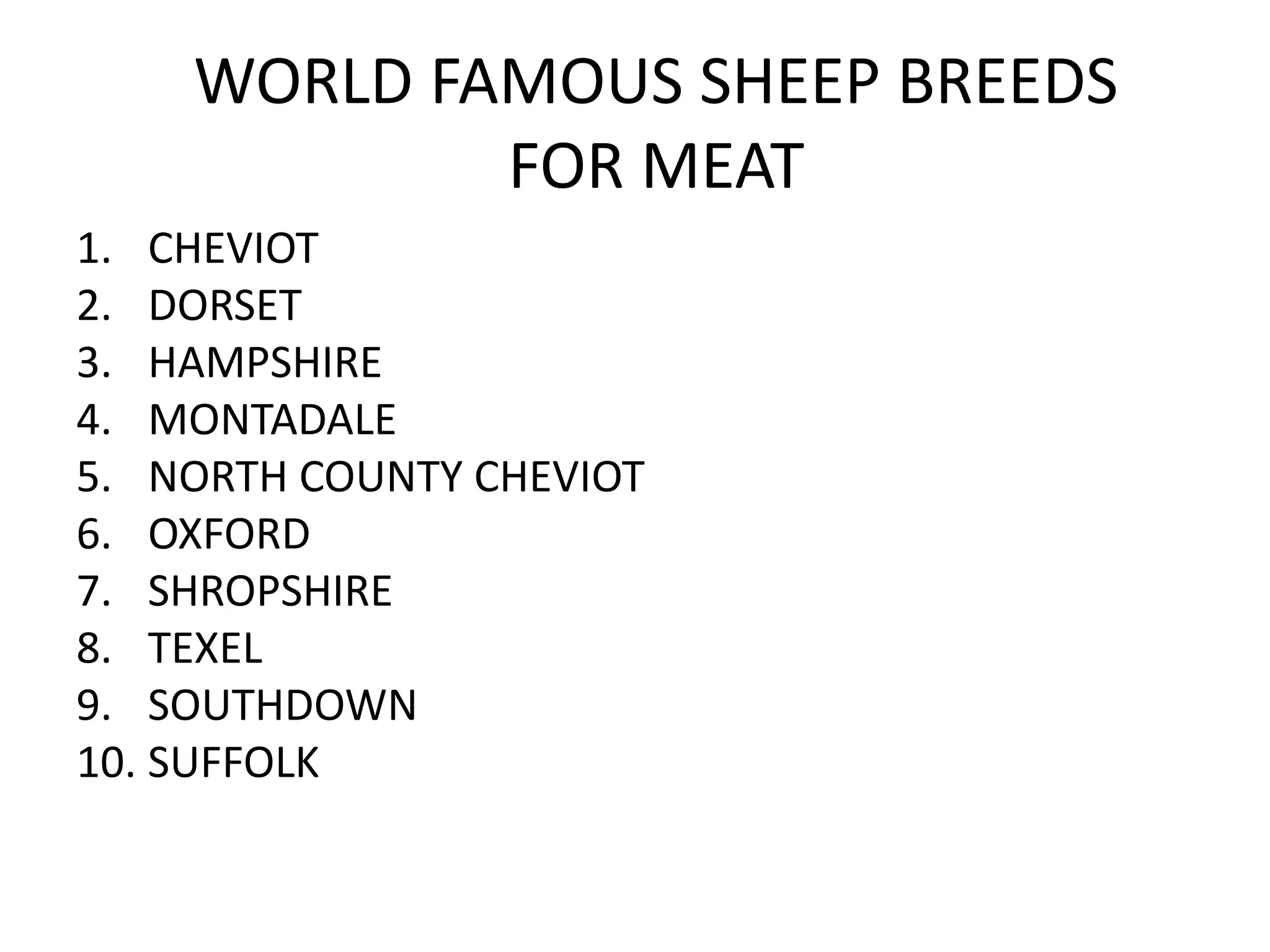 World famous meat type sheep breeds | PPTX
