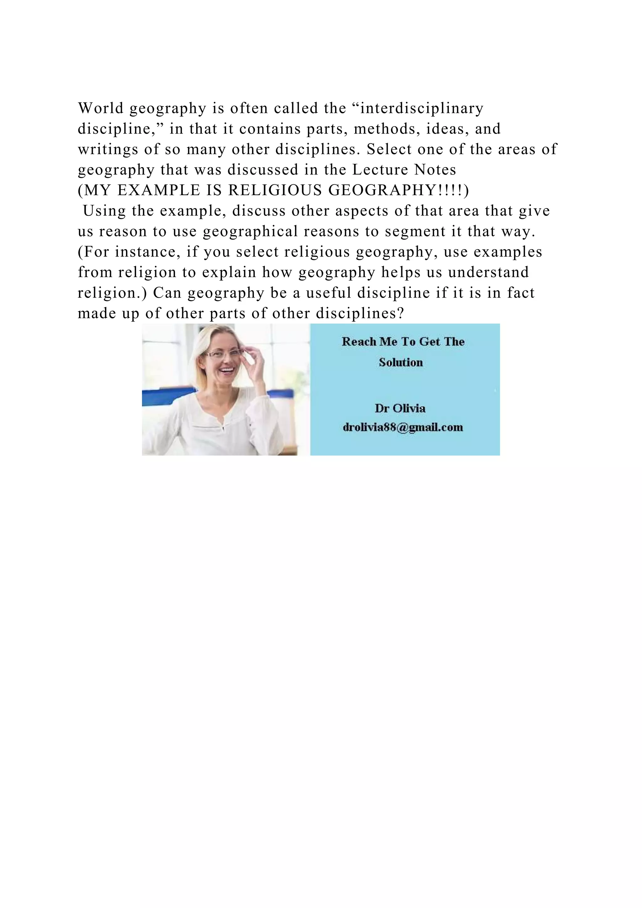 World geography is often called the interdisciplinary discipline,” .docx