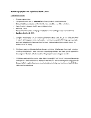 World geography n america paper topics | PDF