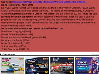 World Habitat Day 2022: Every Person Should Have A Safe House | PPT