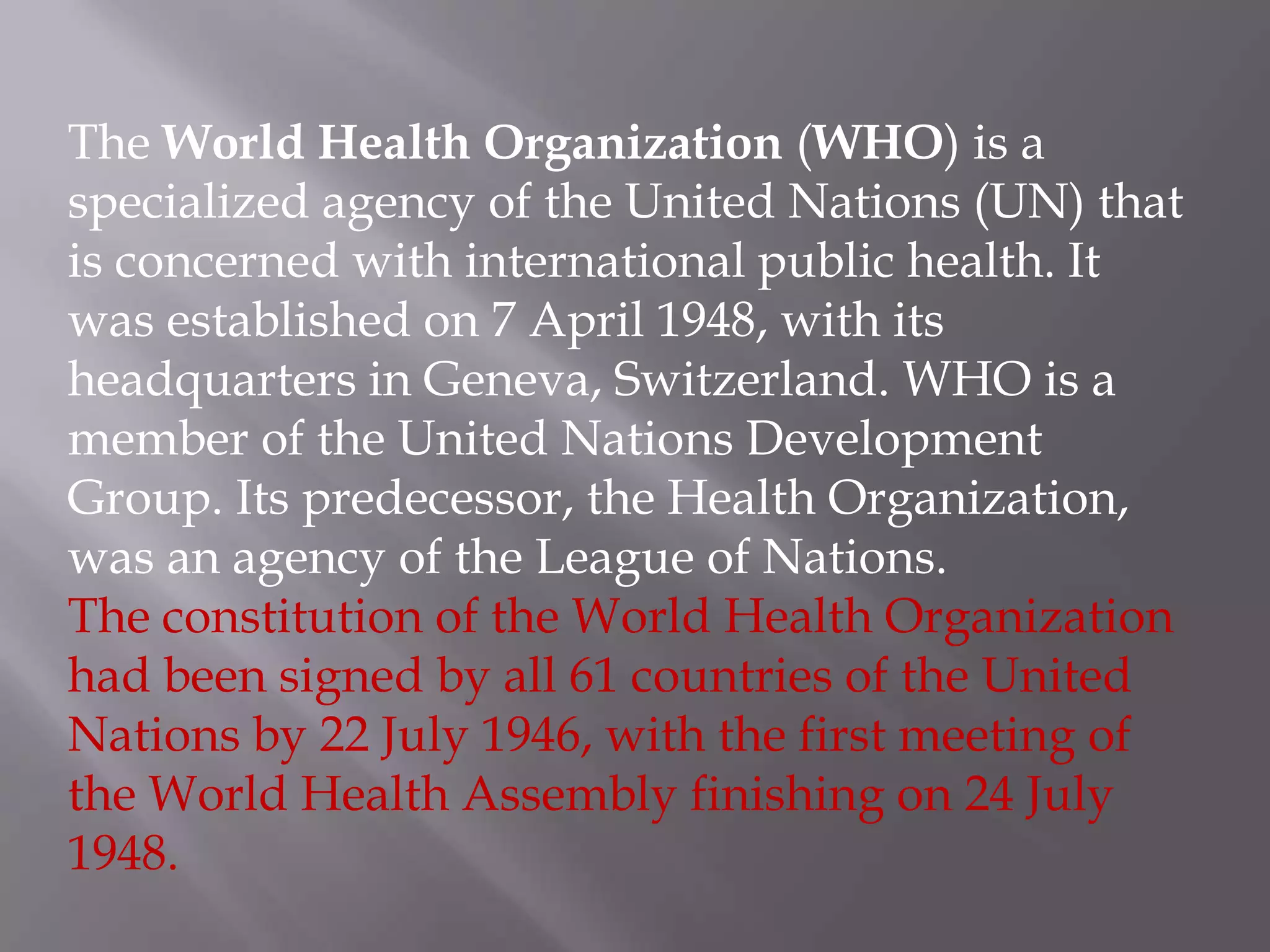 World health organization | PPTX