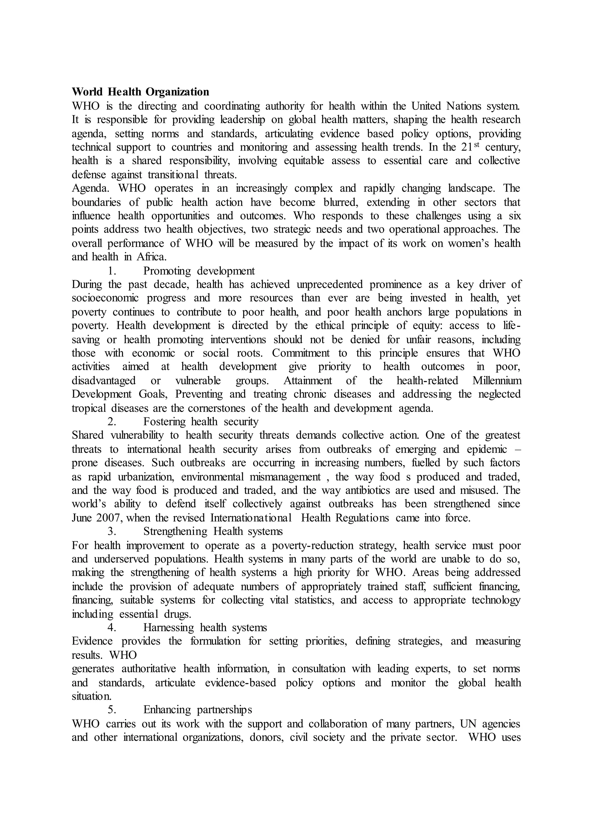 World health organization | DOCX