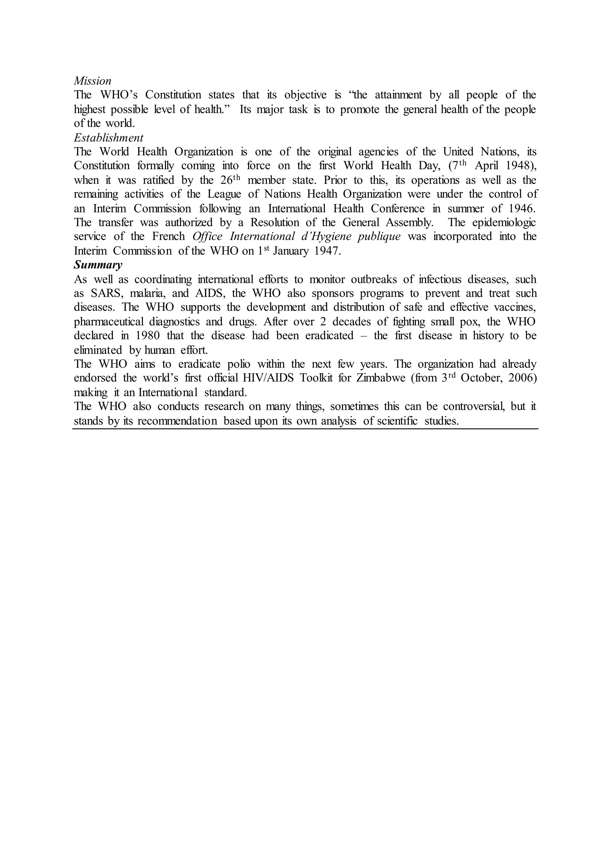 World health organization | DOCX