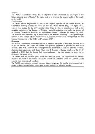 World health organization | DOCX