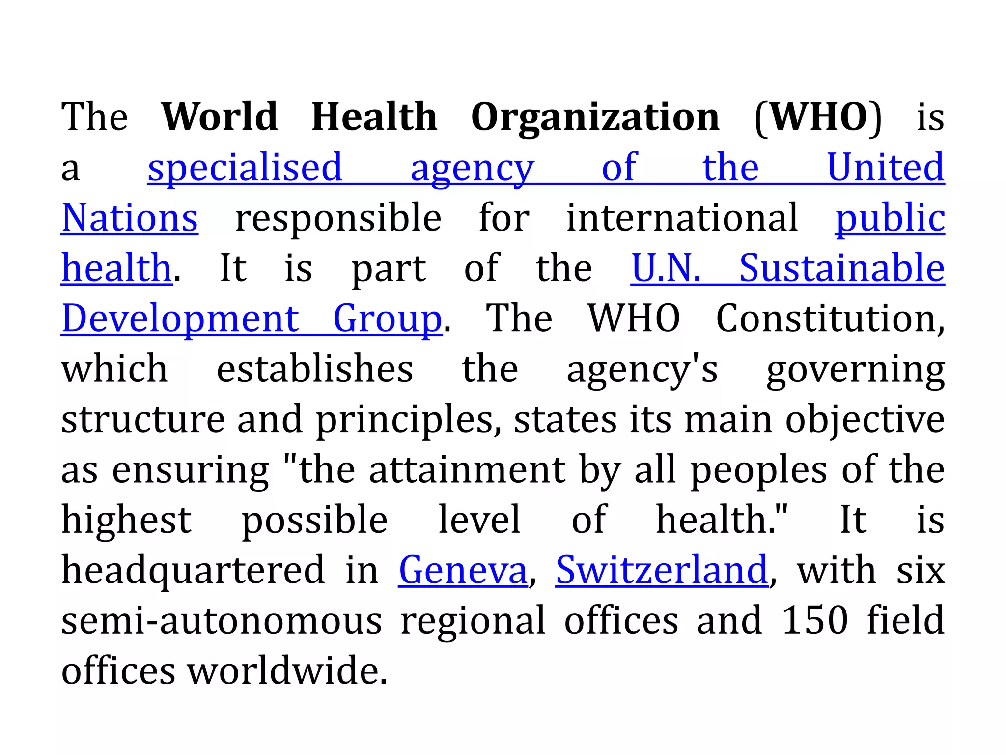 World health organization | PPTX