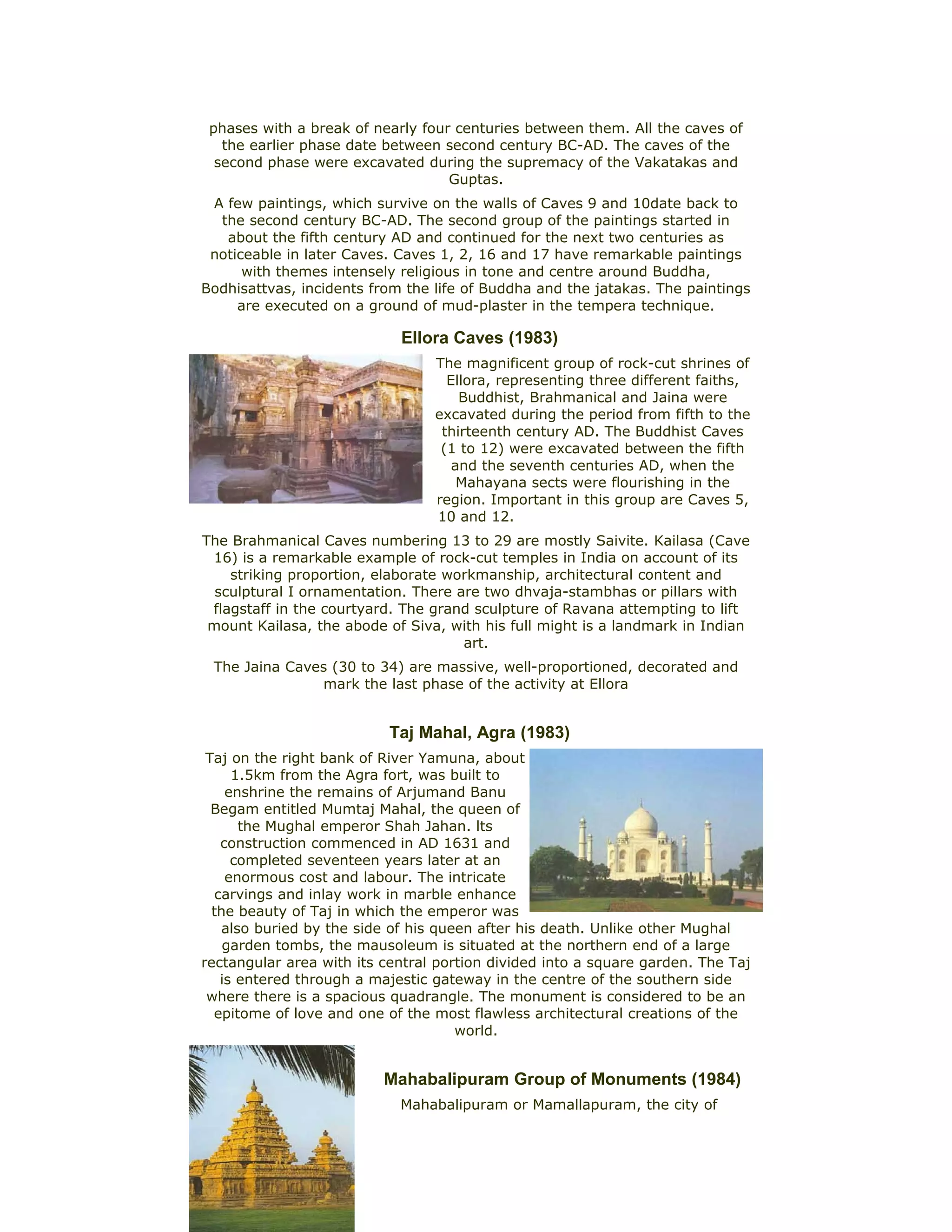 World heritage monuments of india | DOC