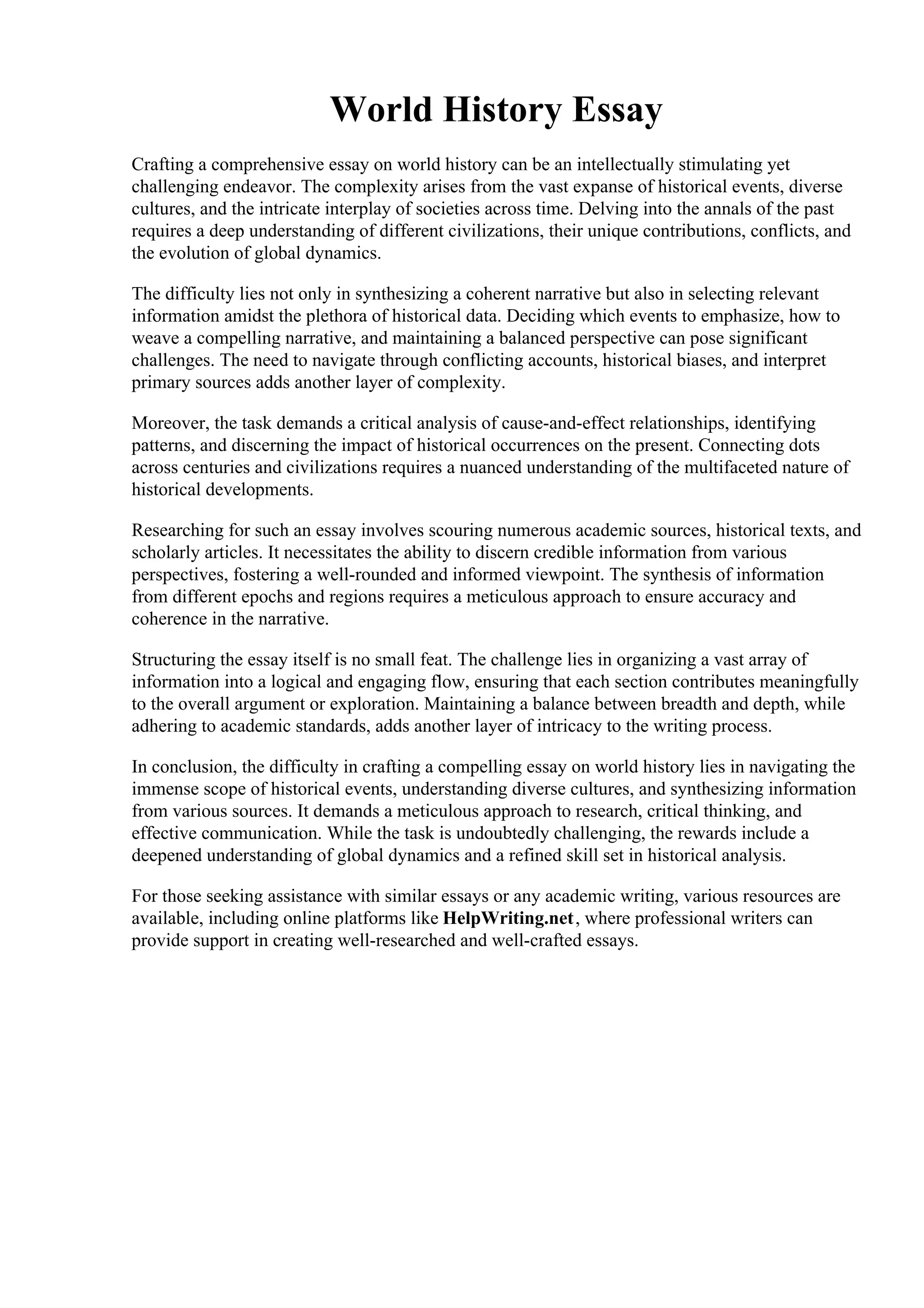 World History Essay. History Essay - Writing Portfolio | PDF