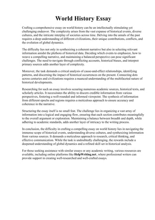 World History Essay. History Essay - Writing Portfolio | PDF