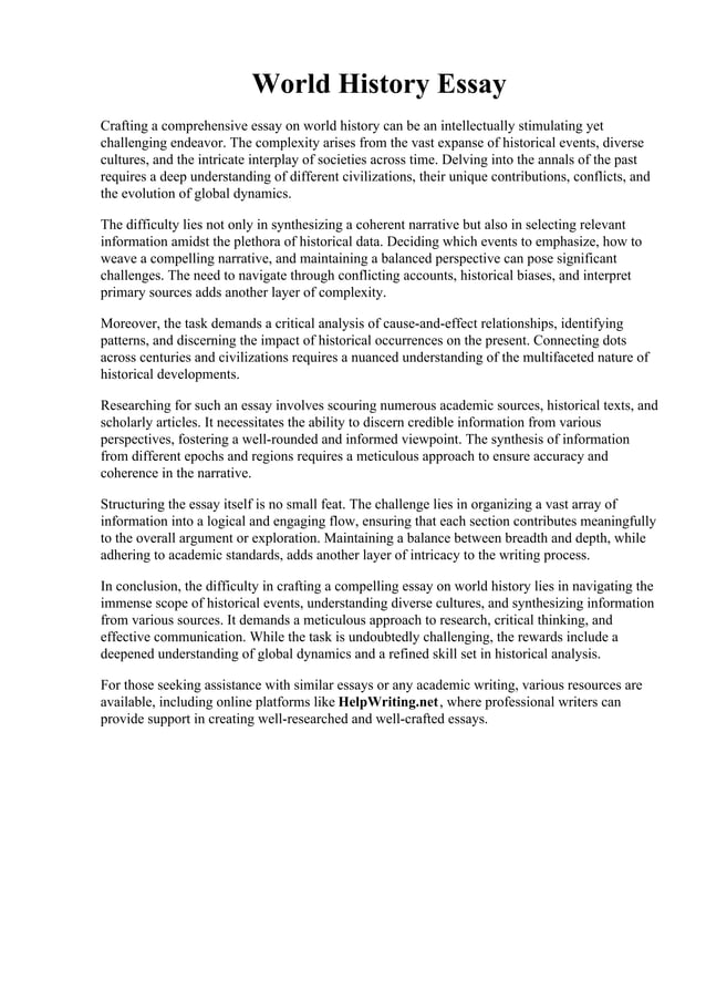 World History Essay. History Essay - Writing Portfolio | PDF