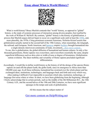 World History Essay Topics | PDF