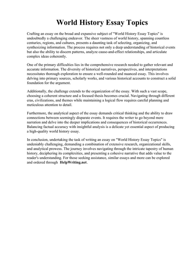 World History Essay Topics | PDF