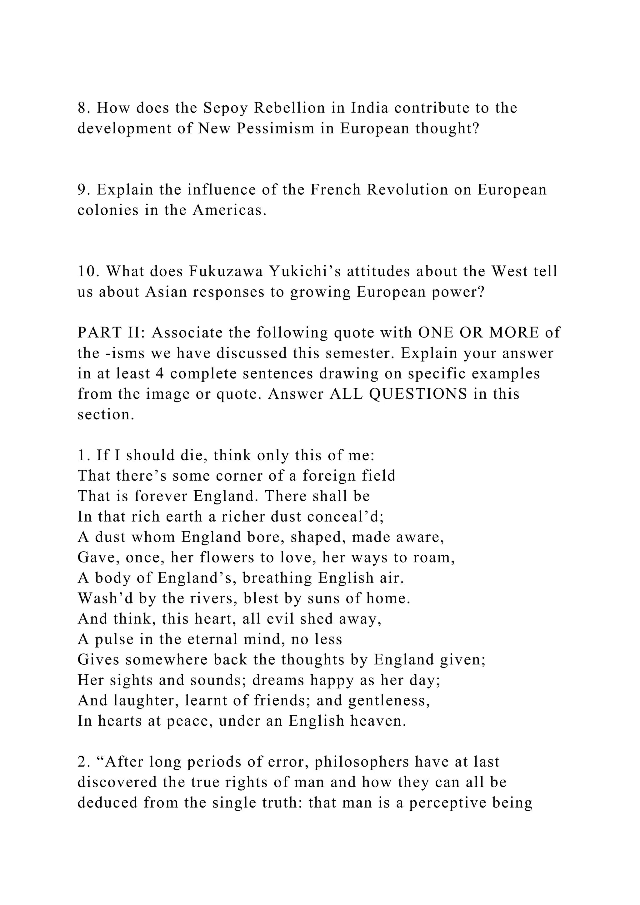 World History Midterm Exam PART I Answer 6 out of 10 Question.docx