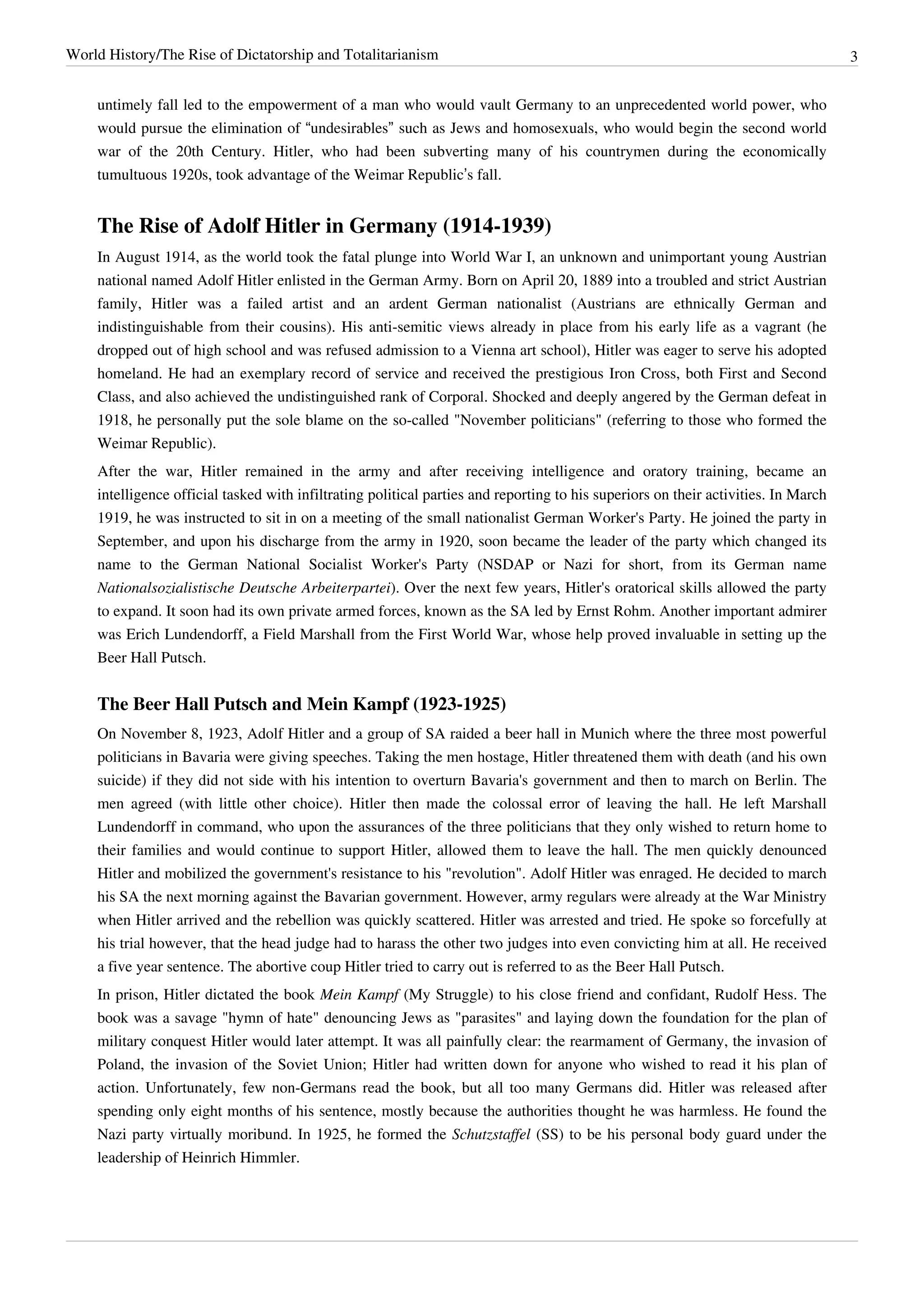World history the rise of dictatorship and | PDF