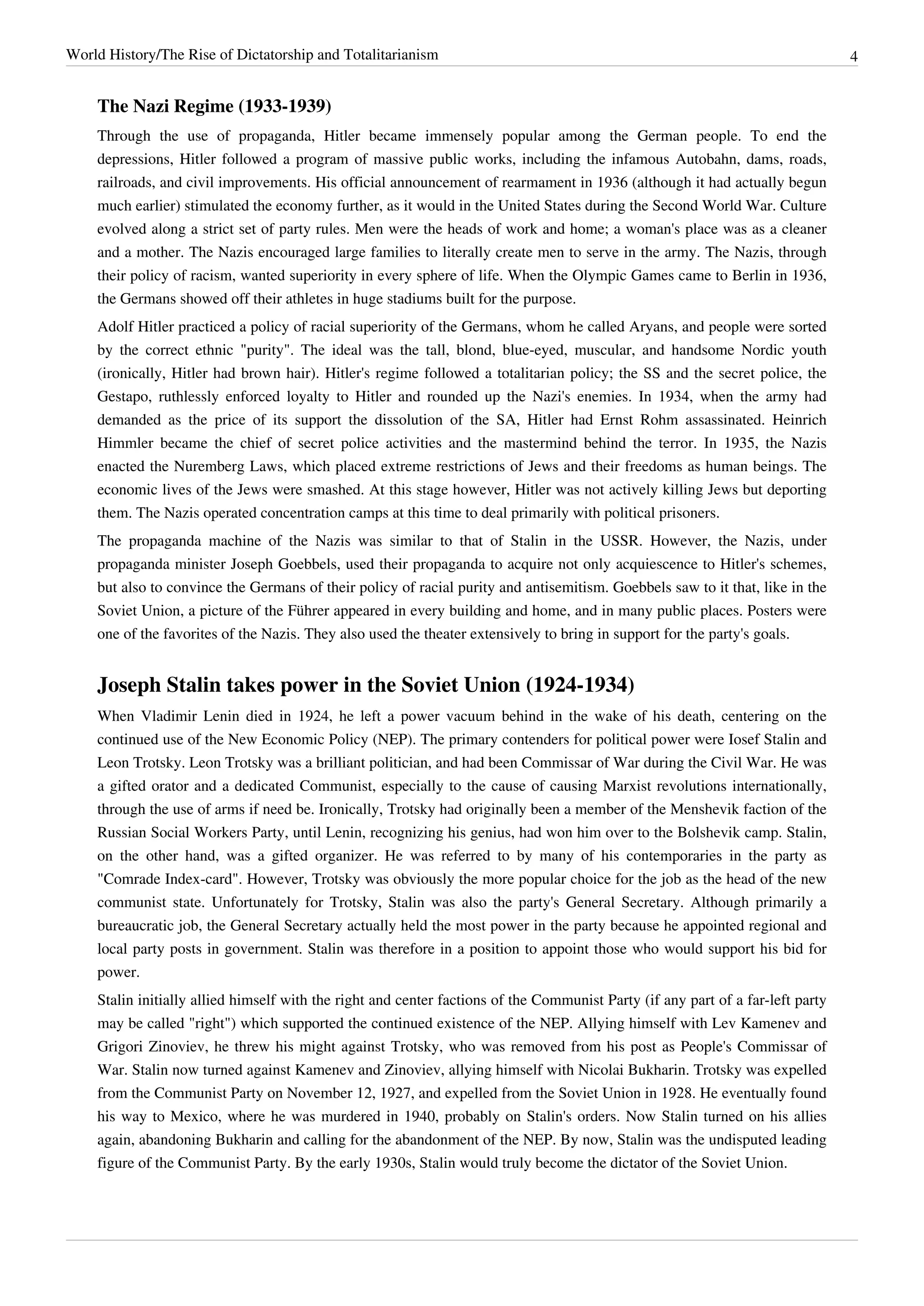 World history the rise of dictatorship and | PDF