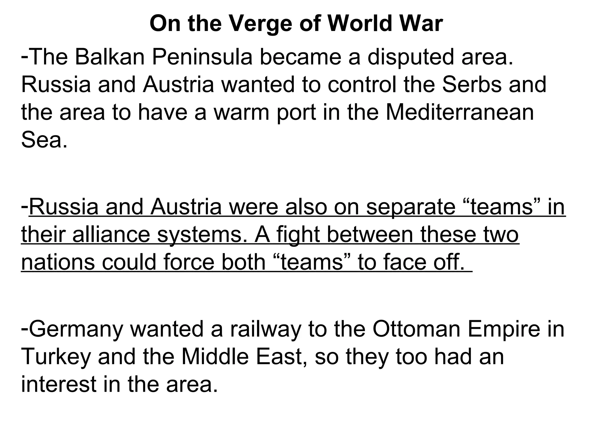 World history unit 2 lesson 1 world war 1 causes | PPT