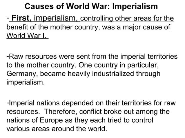 World history unit 2 lesson 1 world war 1 causes | PPT