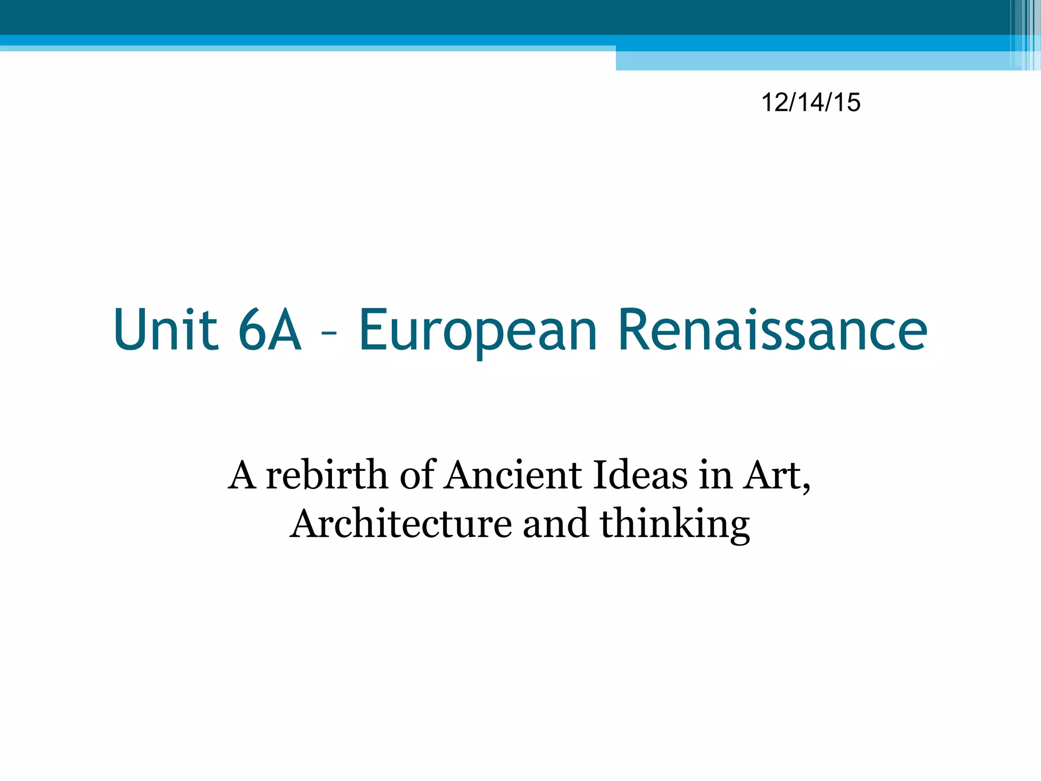 World / European History Unit 6 -- Renaissance And Reformation | PPT