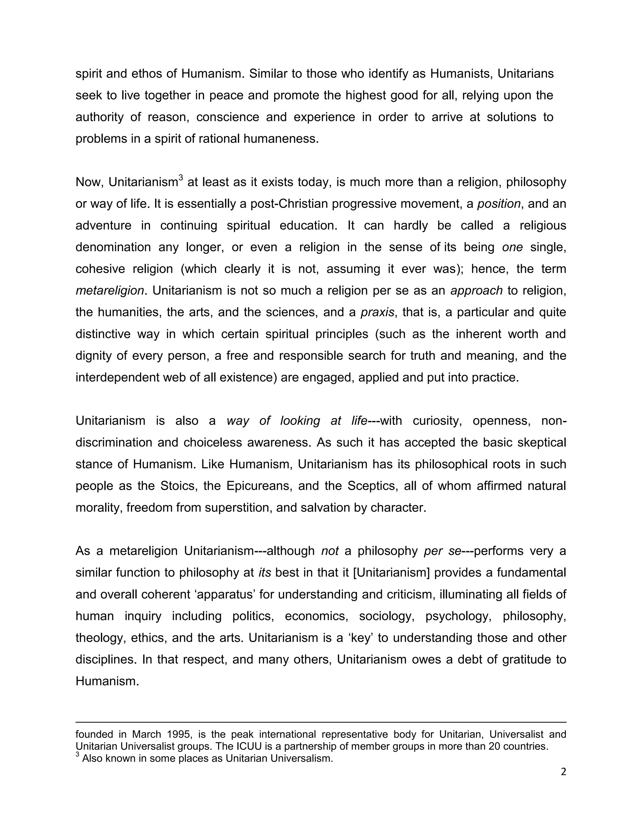 A RATIONAL FAITH: HUMANISM, ENLIGHTENMENT IDEALS, AND UNITARIANISM | PDF