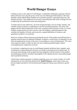 World Hunger Essays | PDF