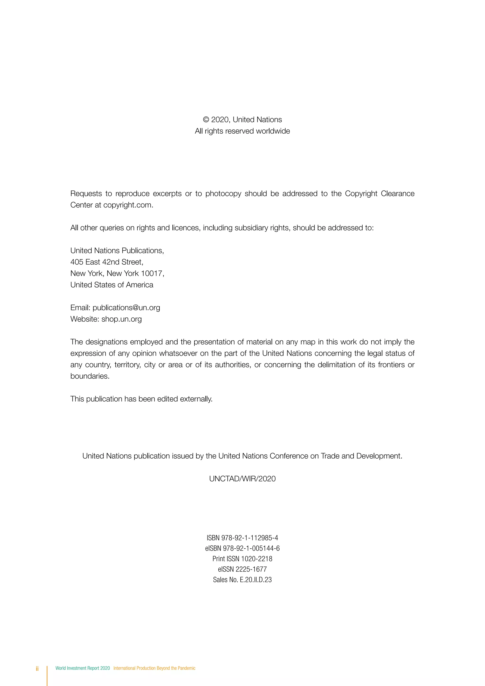 WORLD INVESTMENT REPORT 2020 BY UNITED NATIONS CONFERENCE ON TRADE AND ...