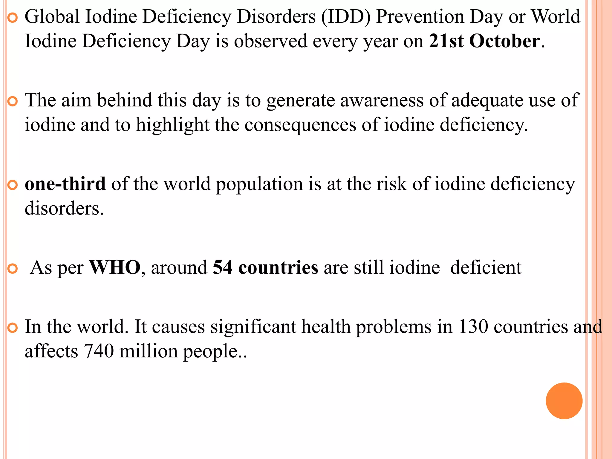 World iodine deficiency day | PPTX | Thyroid Disorders | Endocrine and ...