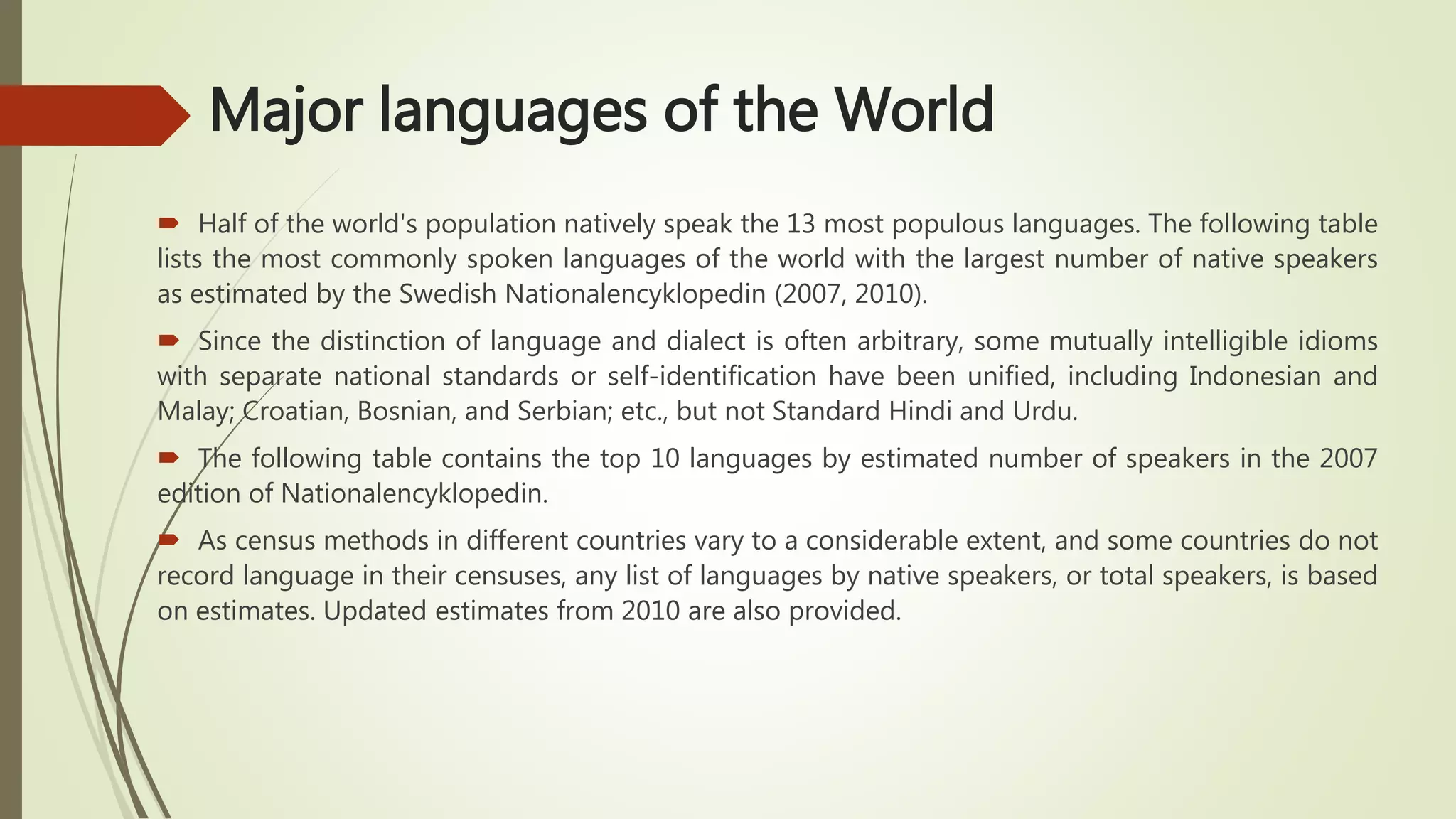 Presentation on World Language Regions | PPTX
