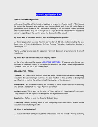 World legalization faq - document authentication, uae, algeria ...