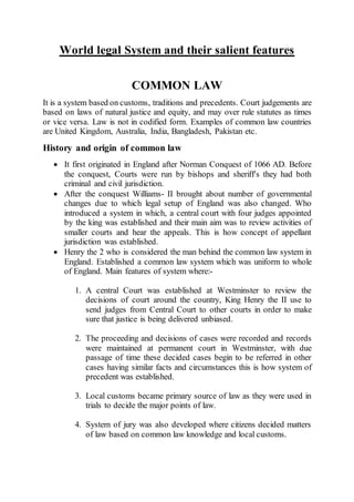 World Legal System and their Salient Features | DOCX