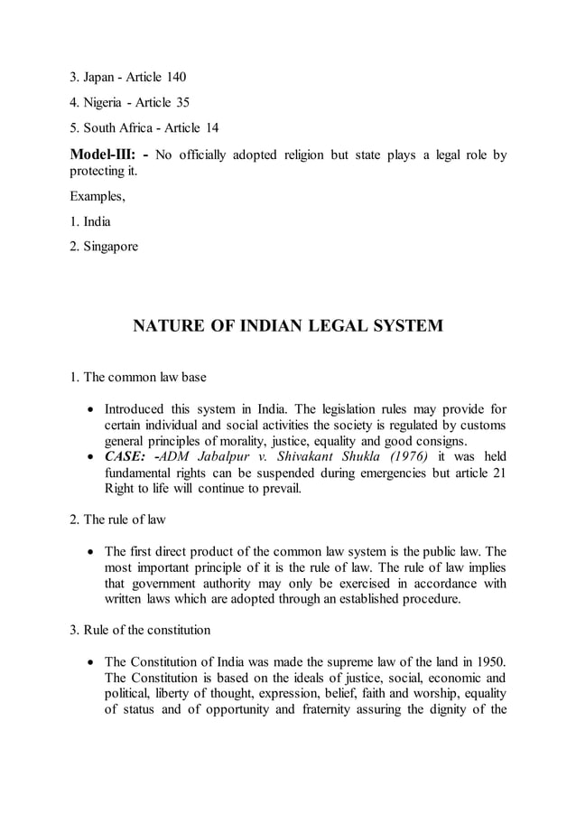 World Legal System and their Salient Features | DOCX