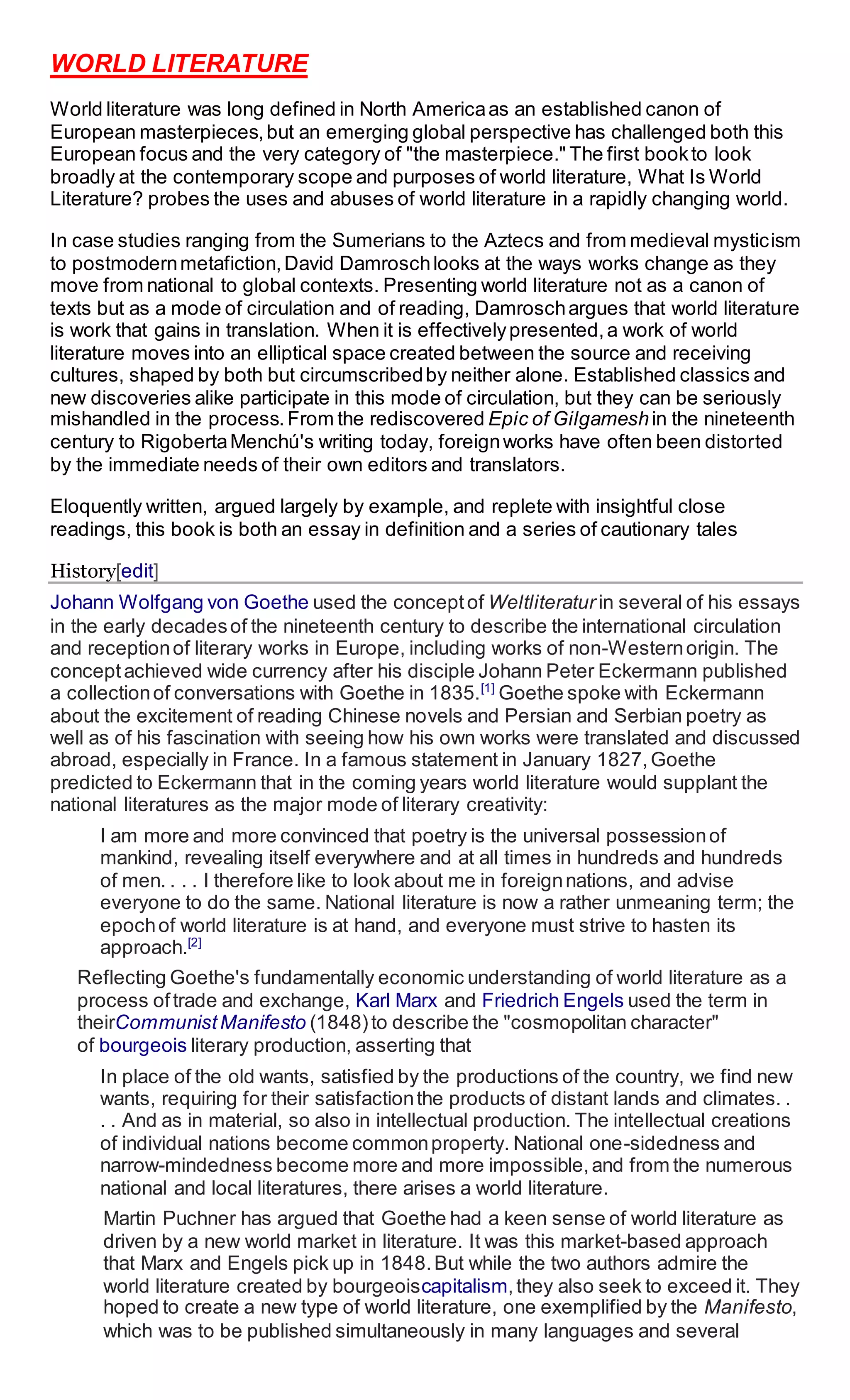 World literature | DOCX