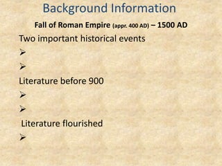 World lLiterature II Middle Ages LIterature | PPT