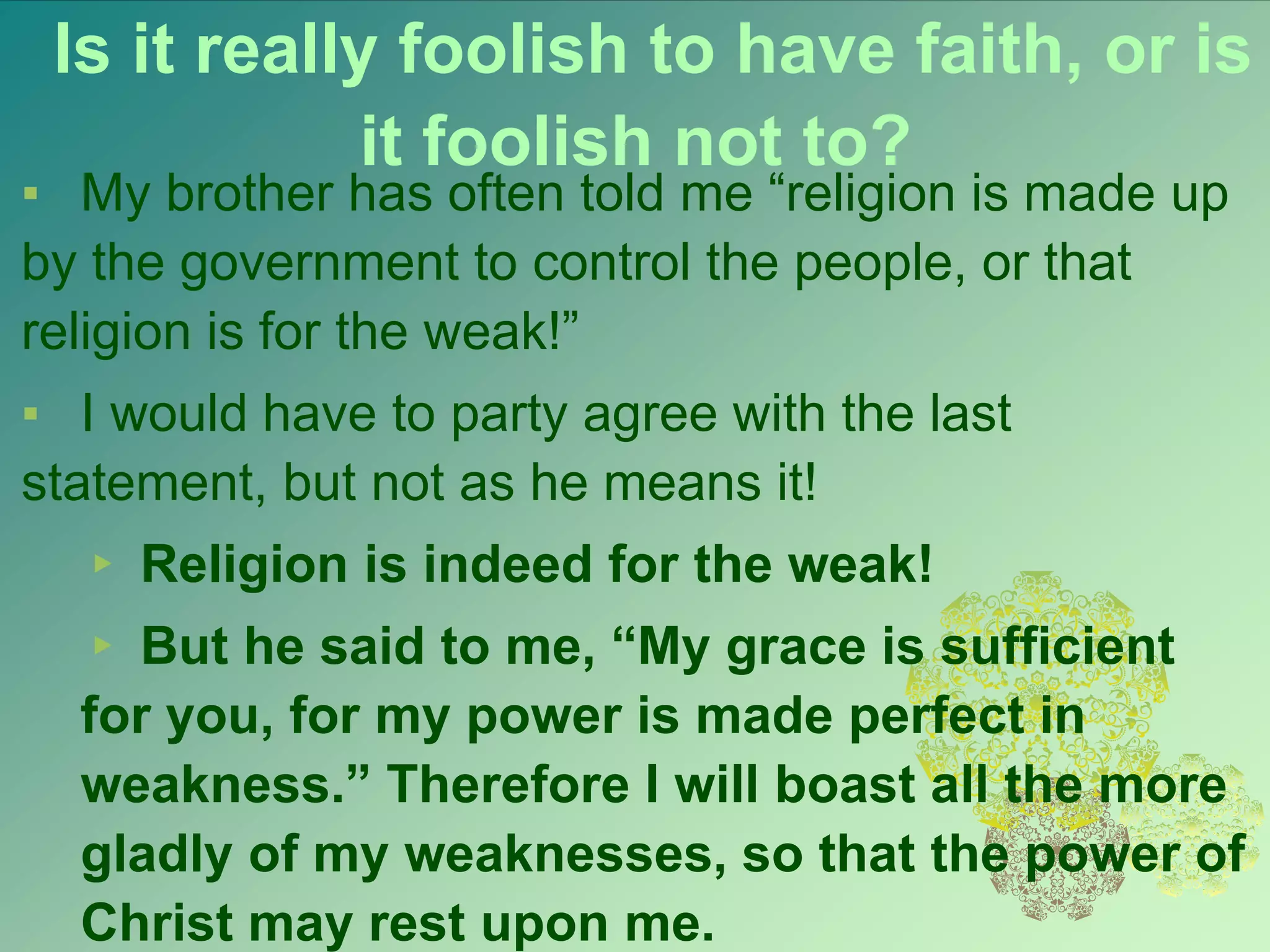 Worldly Wisdom vs. Foolish Faith! | PPTX