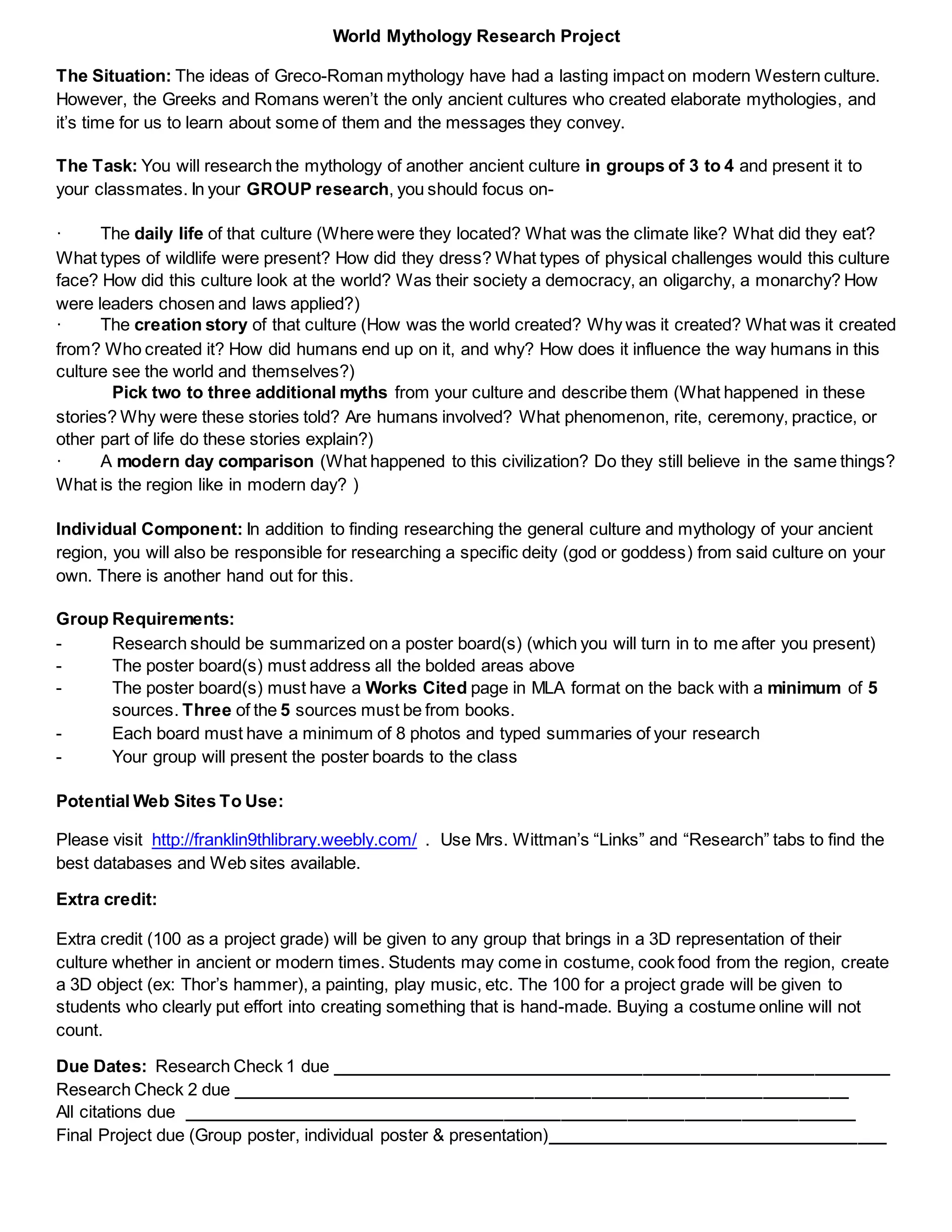 World mythology project and rubric and sources | DOCX | Religion ...