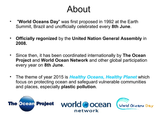World oceans day; Introduction | PPT | Geography | Science