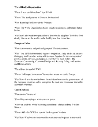 World Organizations | DOC