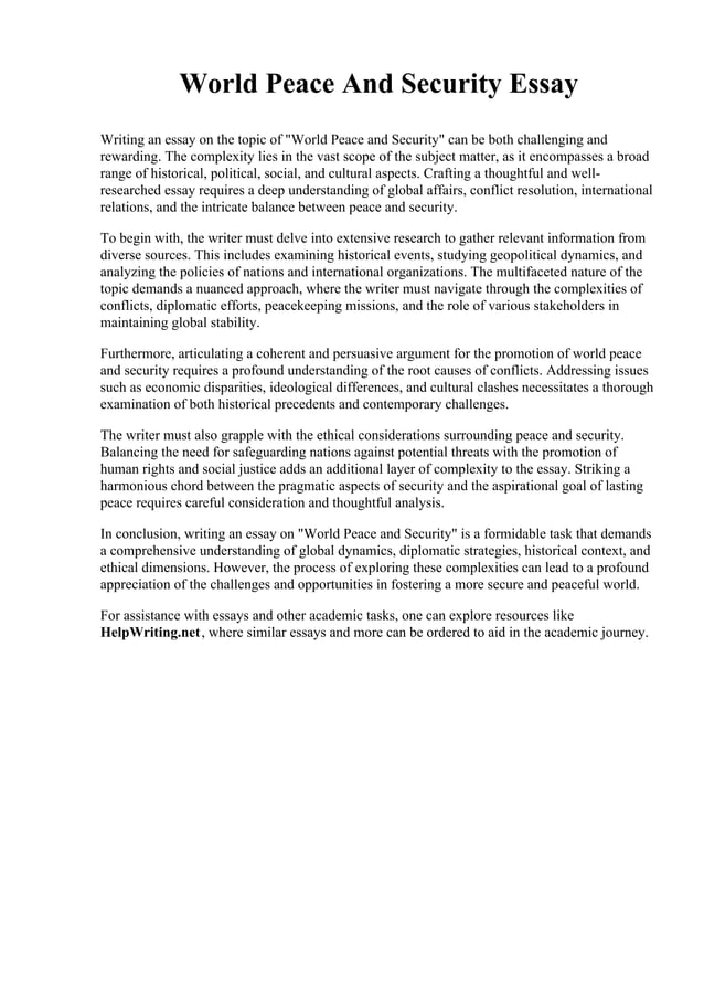 World Peace And Security Essay.pdf
