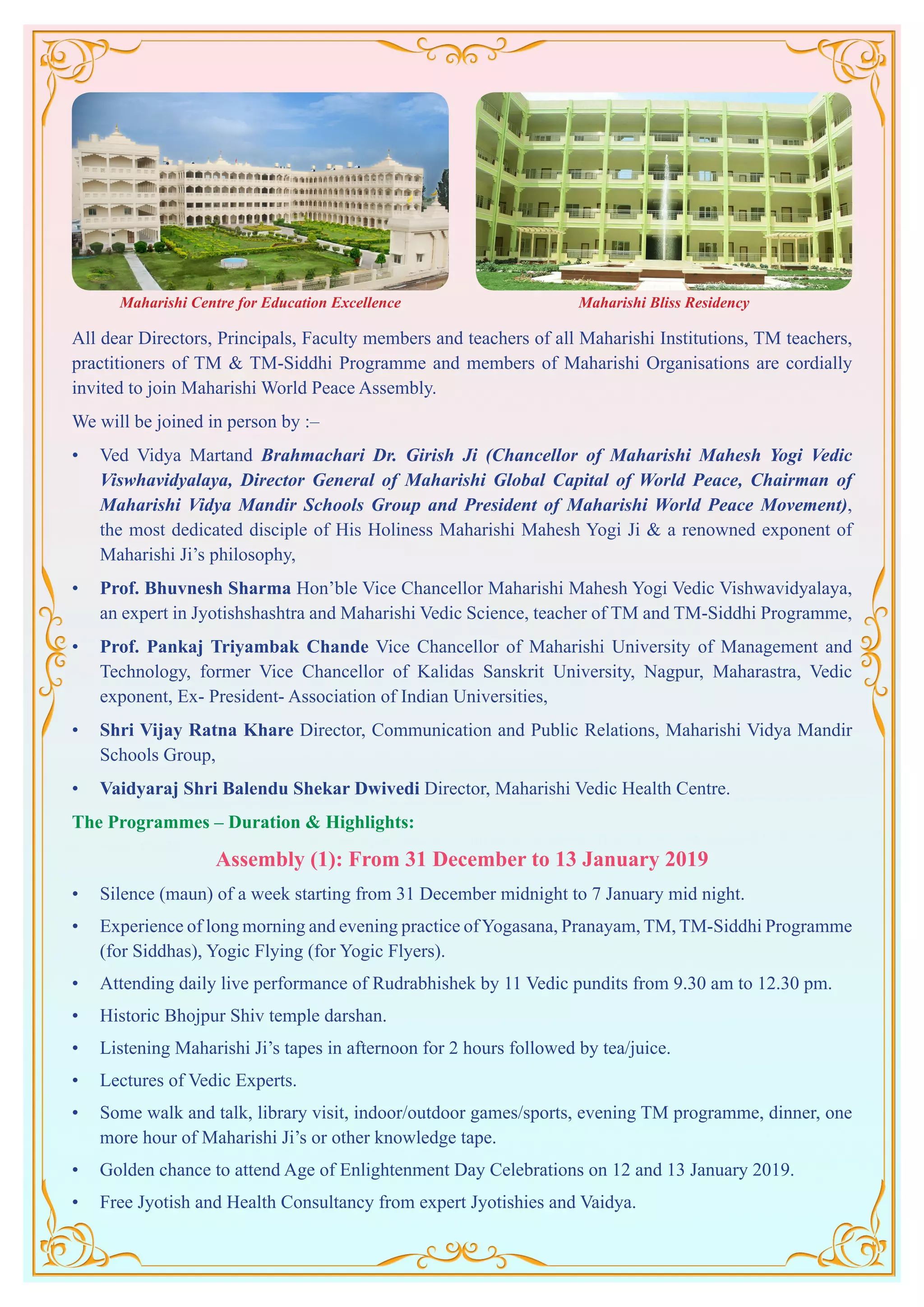 Maharishi World Peace Assembly and Kumbh Announcement | PDF