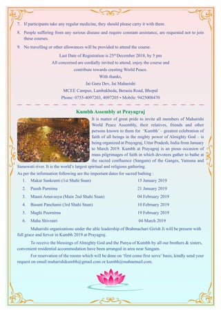 Maharishi World Peace Assembly and Kumbh Announcement | PDF