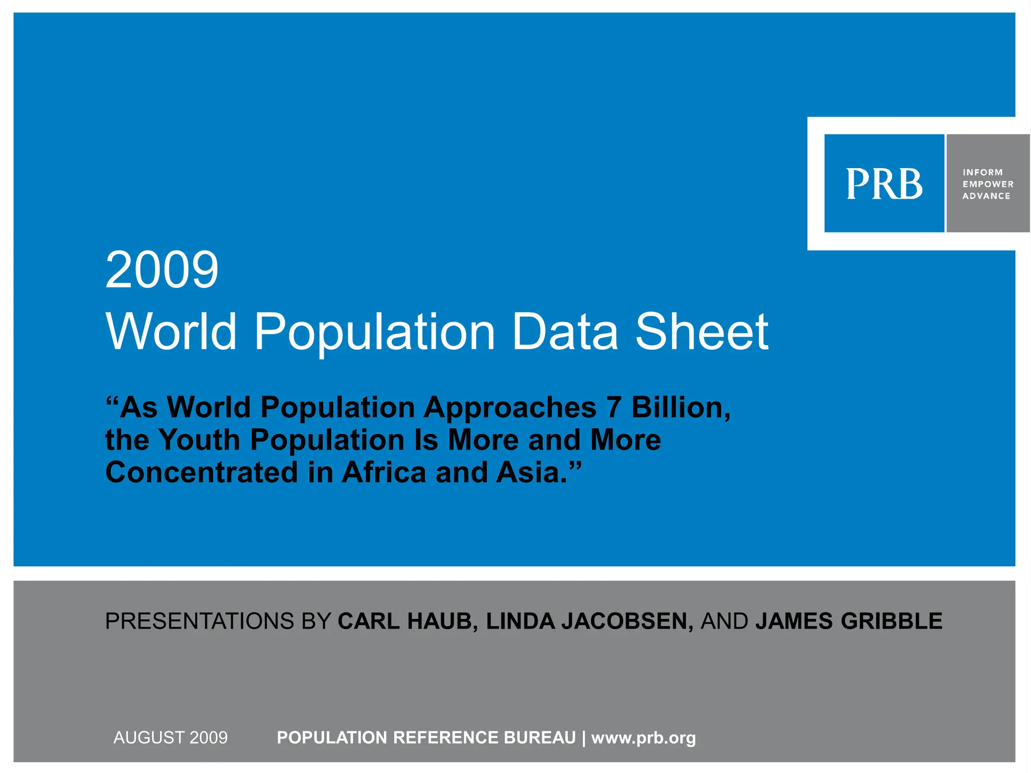 "2009 World Population Data Sheet" POPULATION REFERENCE BUREAU | PPT