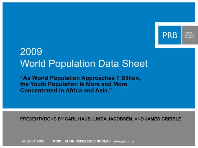"2009 World Population Data Sheet" POPULATION REFERENCE BUREAU | PPT