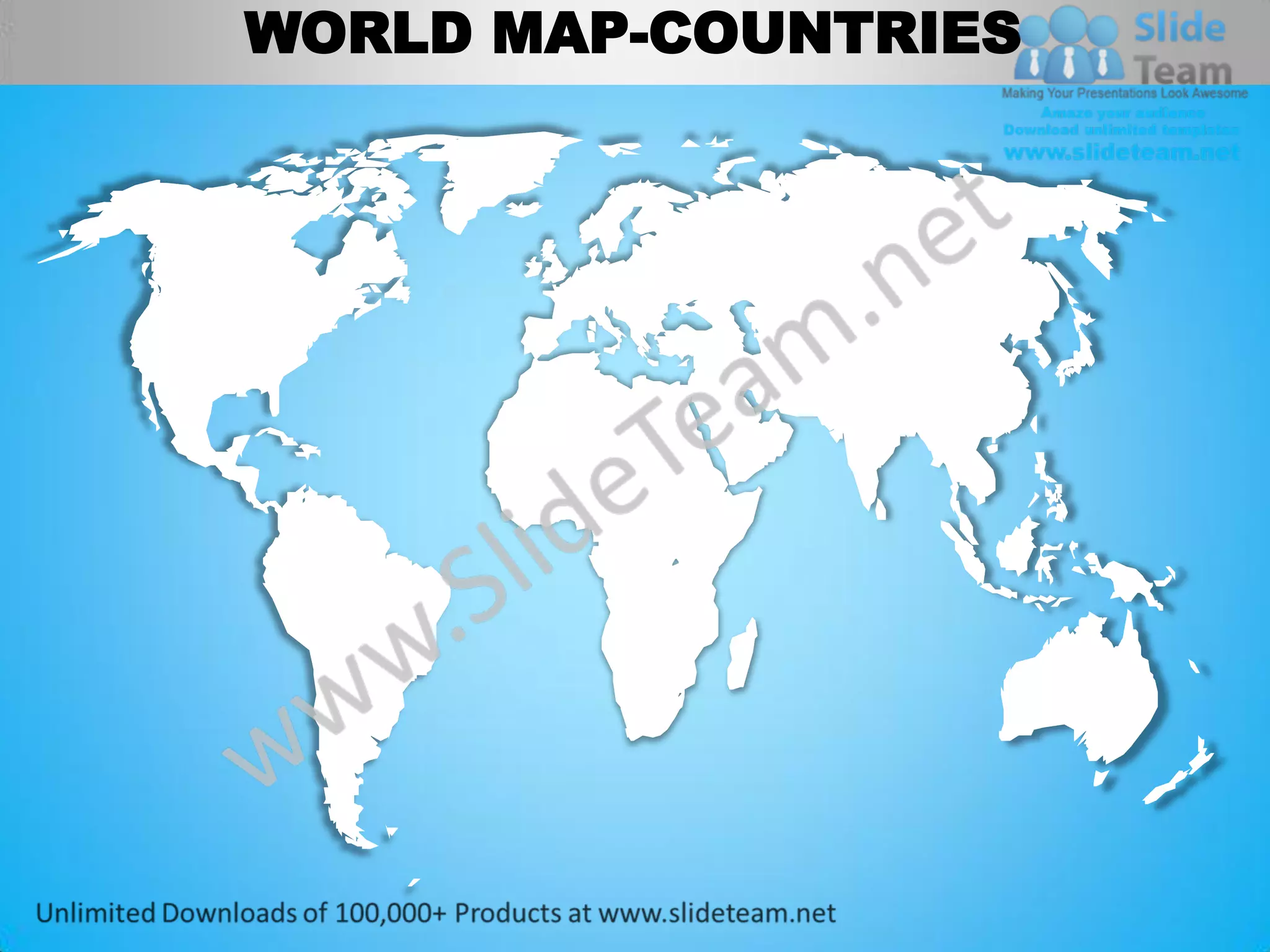 World powerpoint editable continent map with countries templates slides ...
