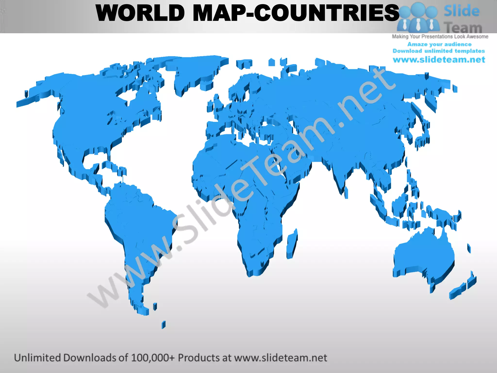 World powerpoint editable continent map with countries templates slides ...