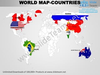 World powerpoint editable continent map with countries templates slides ...