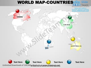 World powerpoint editable continent map with countries templates slides ...