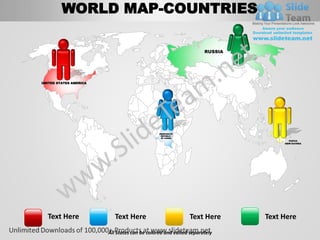 World powerpoint editable continent map with countries templates slides ...