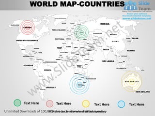 World powerpoint editable continent map with countries templates slides ...